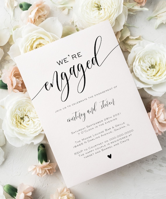 Calligraphy Engagement Invitation Template Script Engagement | Etsy