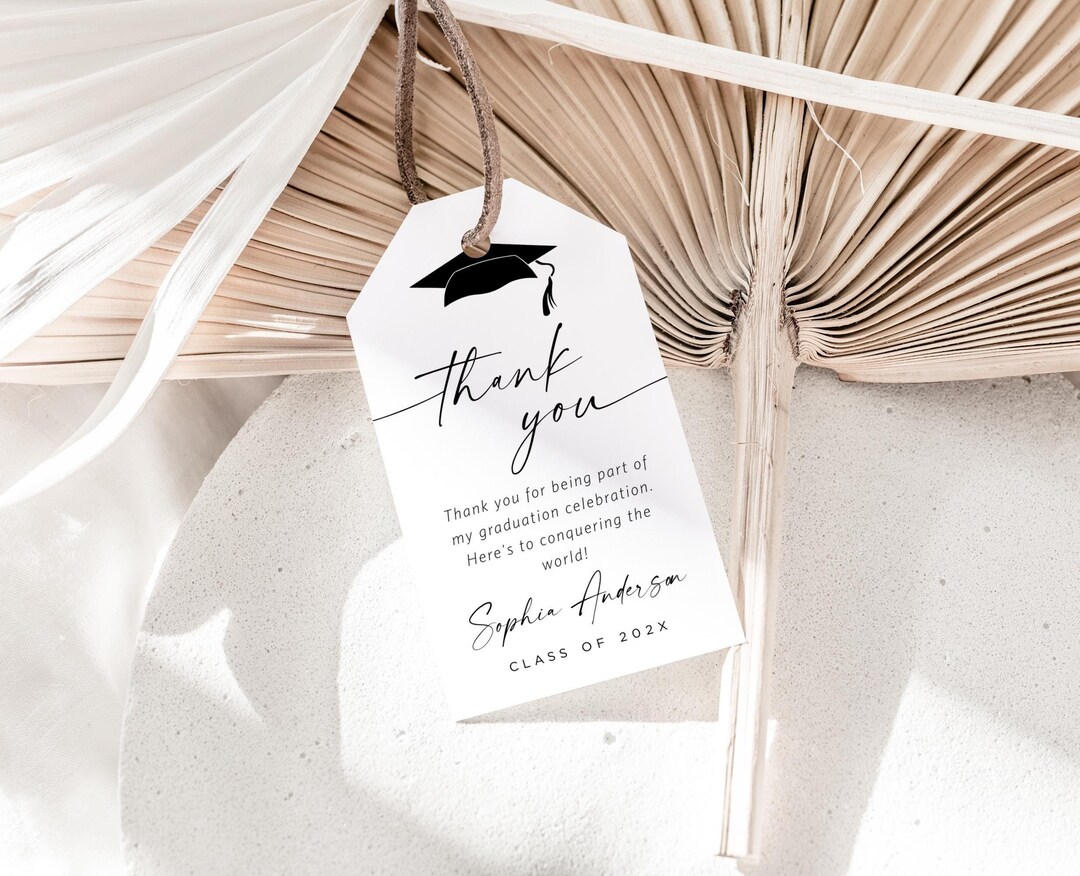 Graduation Thank You Tag Template, Grad Party Favor Tag Printable ...