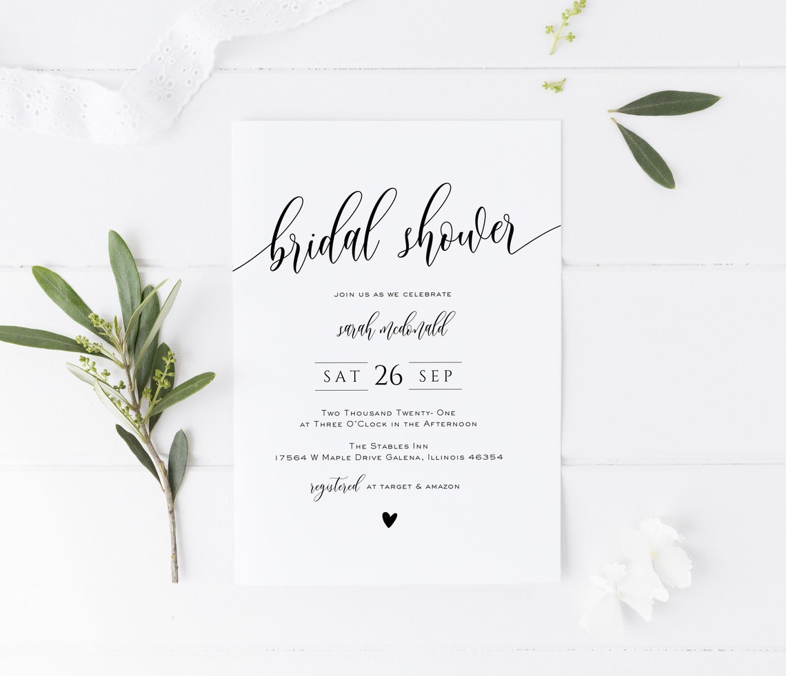 Script Bridal Shower Invitation Bridal Shower Invitation - Etsy