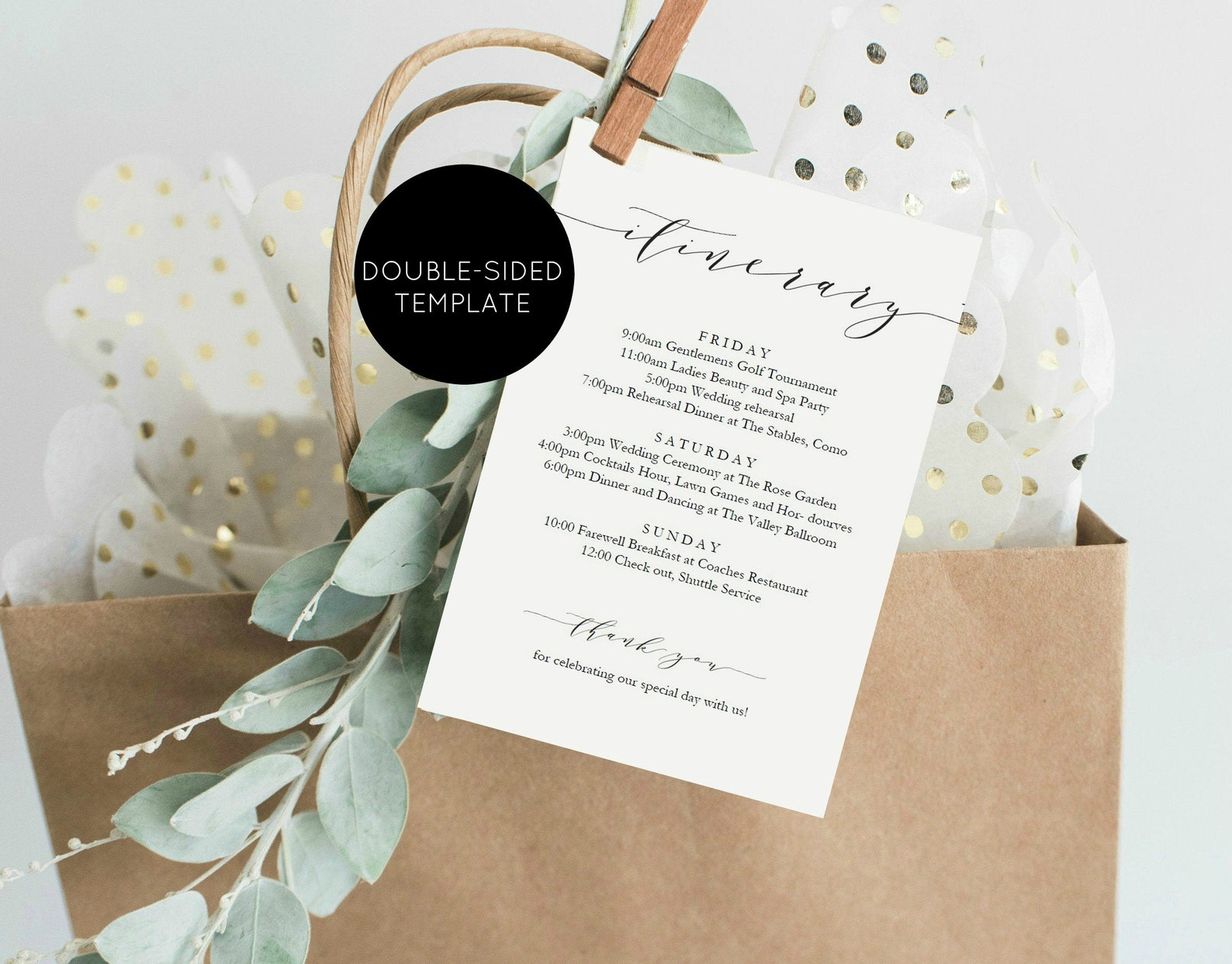 Wedding Welcome Card Wedding Itinerary Edit With TEMPLETT | Etsy