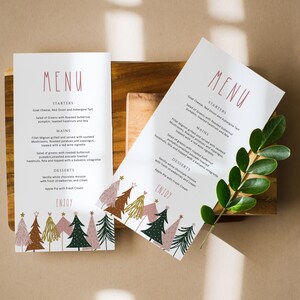 Christmas Menu, Pink Christmas Menu, Printable Christmas Menu , 2 Sizes ...
