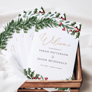 Christmas Wedding Program Template, Wedding Program Printable, Holiday ...