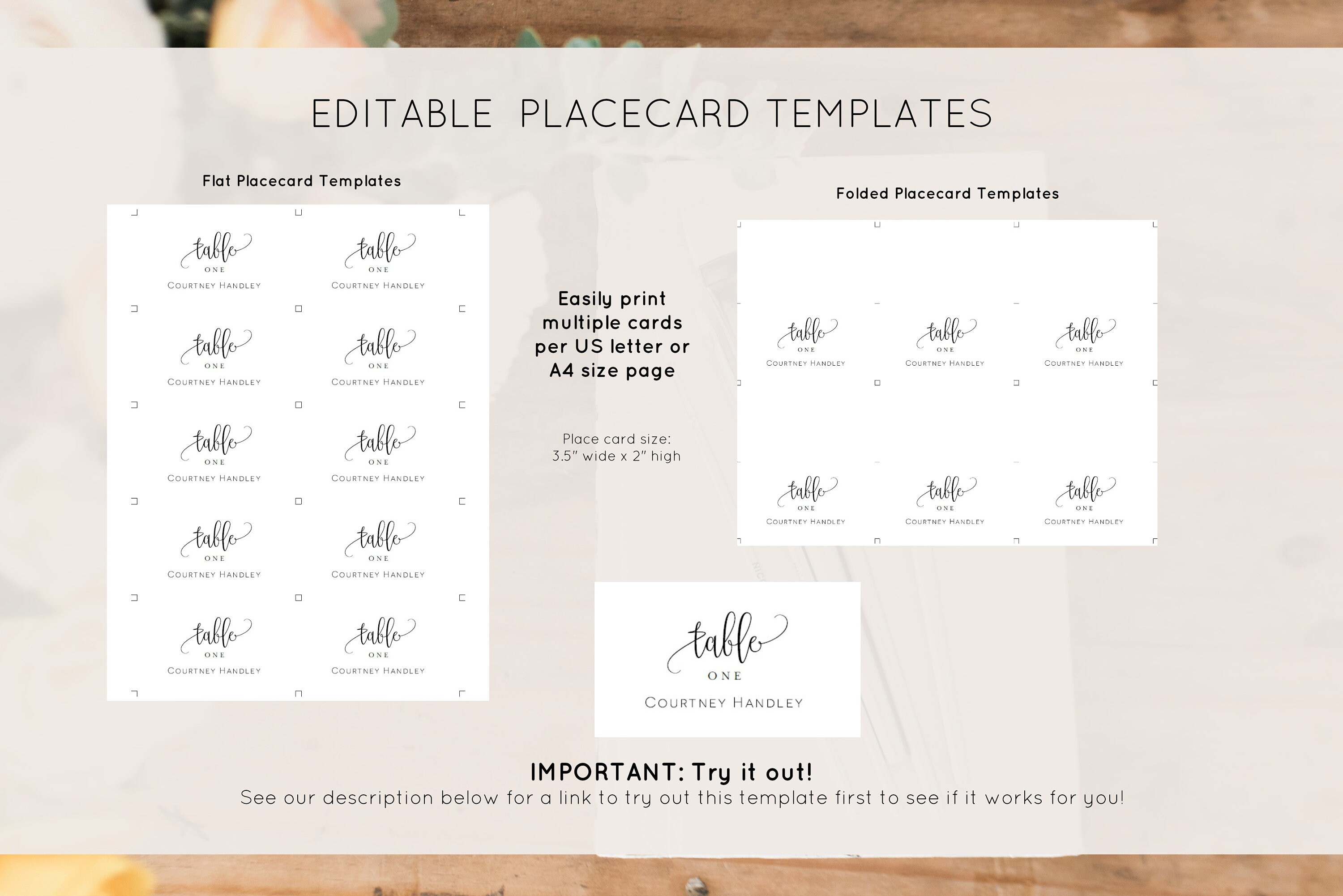 Wedding Place Card Template Place Card Printable Calligraphy | Etsy