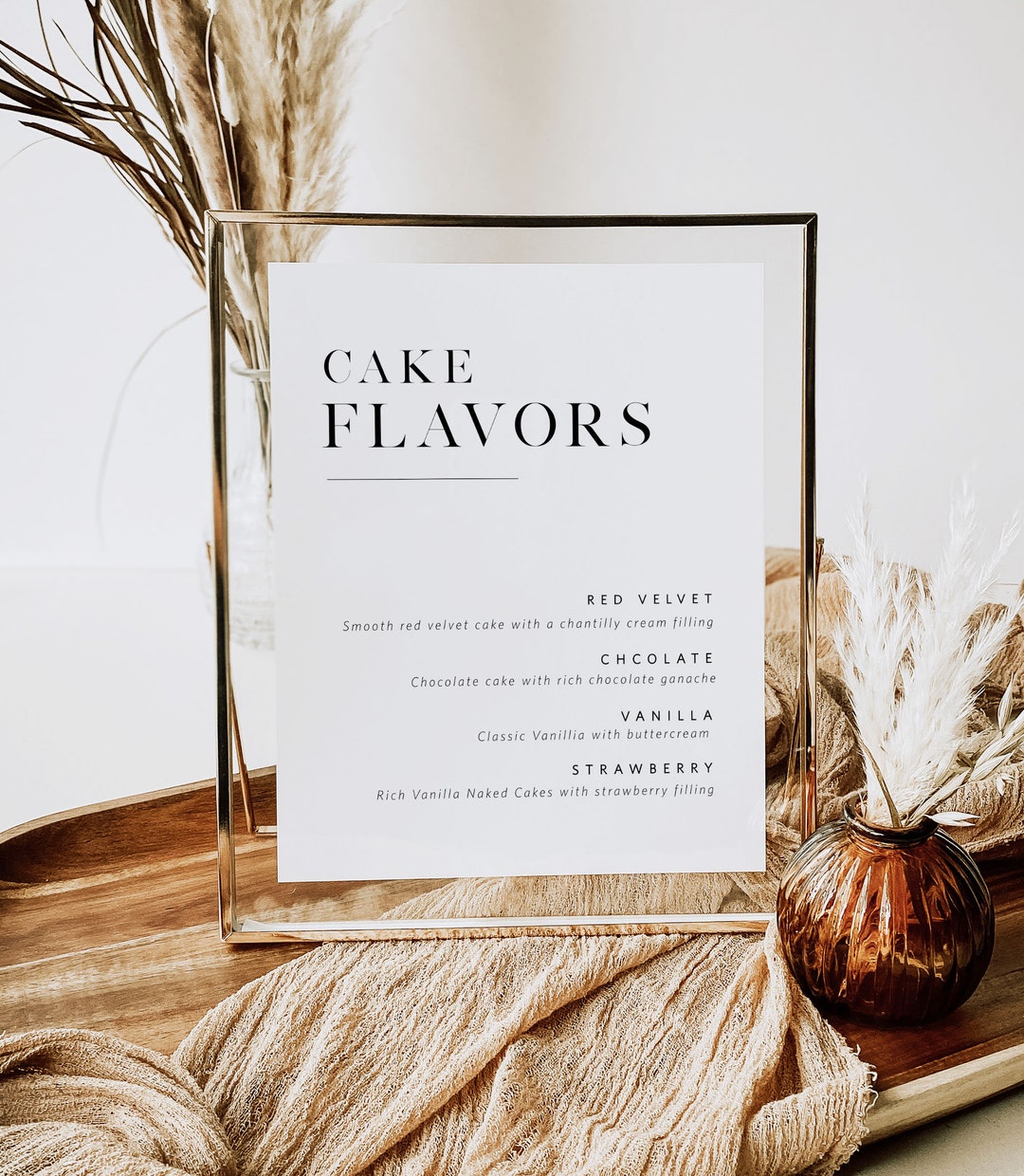 Cake Flavors Sign, Minimalist Desserts Sign, Printable Dessert Bar Sign ...