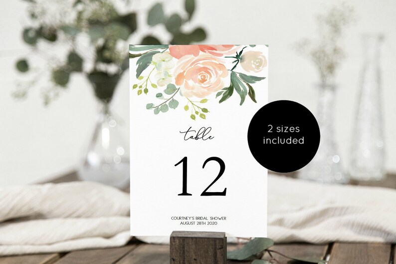 Peach Table Numbers 5x7 4x6 Printable Table Numbers Table - Etsy