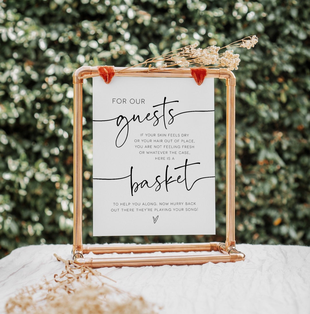 Script Wedding Bathroom Basket Sign, Printable Wedding Restroom Sign ...