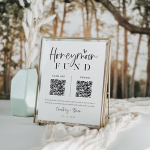 Modern Honeymoon Fund Sign, Venmo Honeymoon Wish Sign, Editable Wedding ...