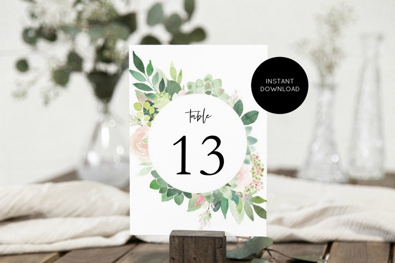 Succulent Table Numbers Printable Table Numbers 5x7 8x10 | Etsy