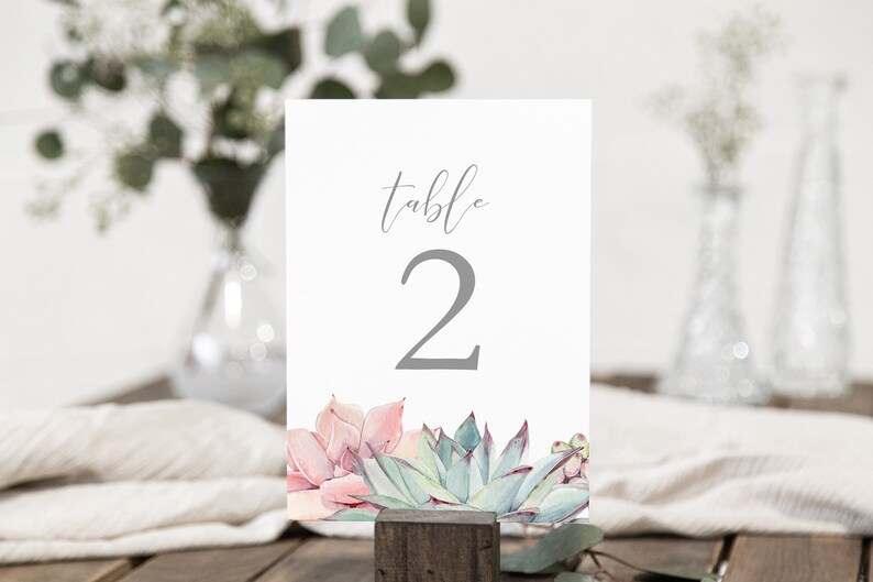 Succulent Table Numbers Template Printable Table Numbers - Etsy