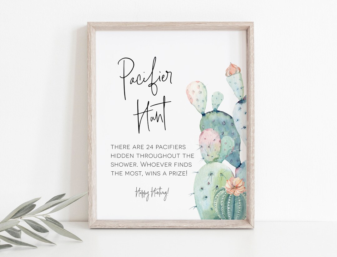 Cactus Pacifier Hunt Baby Shower Game Sign Pacifier Hunt - Etsy