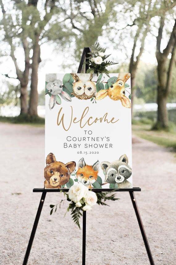 Woodland Welcome Sign Poster Shower Welcome Sign Woodland | Etsy