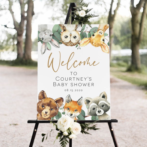 Woodland Baby Shower Welcome Sign - Etsy