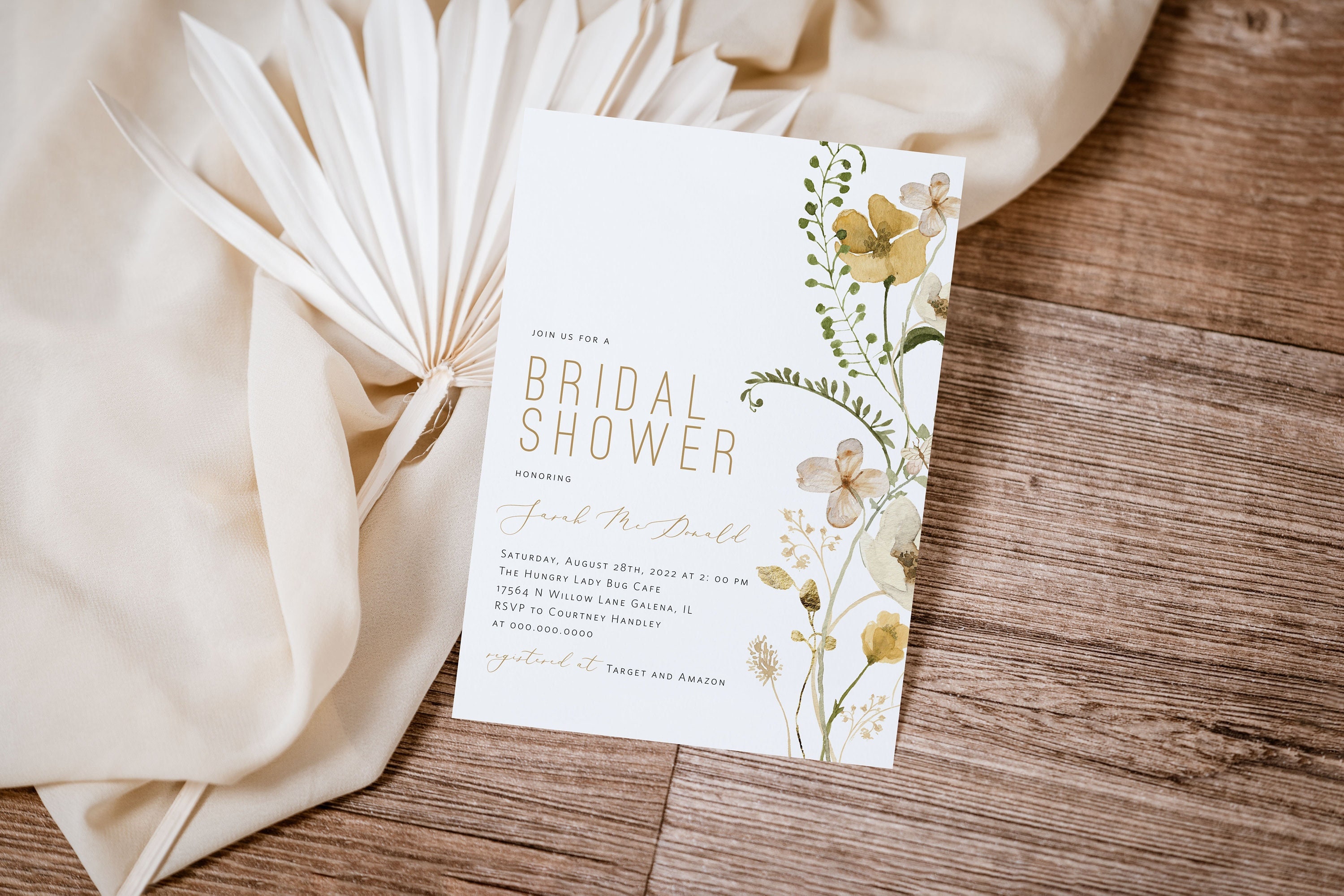 Boho Bridal Shower Invitation Bohemian Invitation Wildflower | Etsy