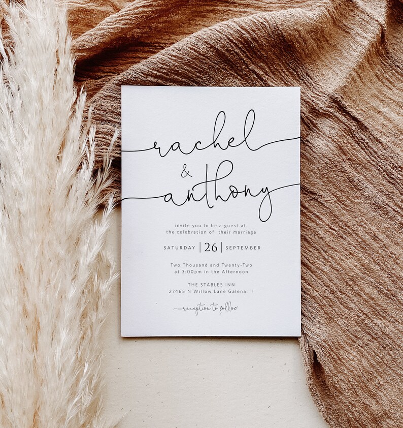 Script Wedding Invitation Calligraphy Wedding Invitation - Etsy