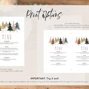Christmas Menu, Pink Christmas Menu, Printable Christmas Menu , 5x7 ...