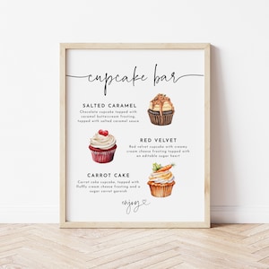 Cupcake Menu Sign, Editable Wedding Cupcake Sign Template, Wedding ...