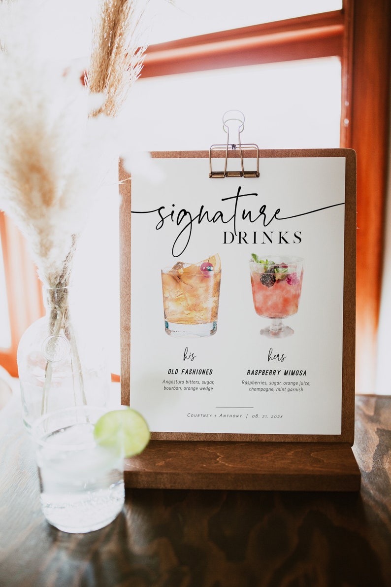 Signature Drinks Sign Template Editable Signature Drinks - Etsy