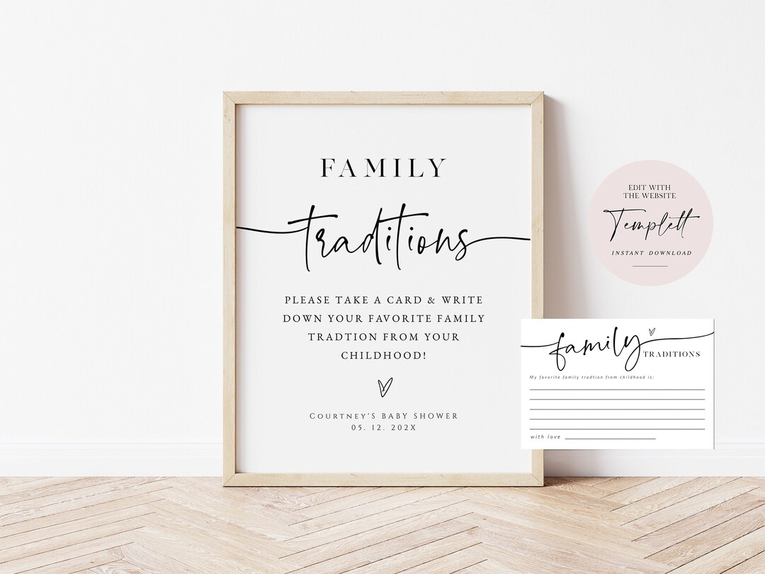 Family Tradtions Sign and Note Cards, Printable Share Your Traditions ...