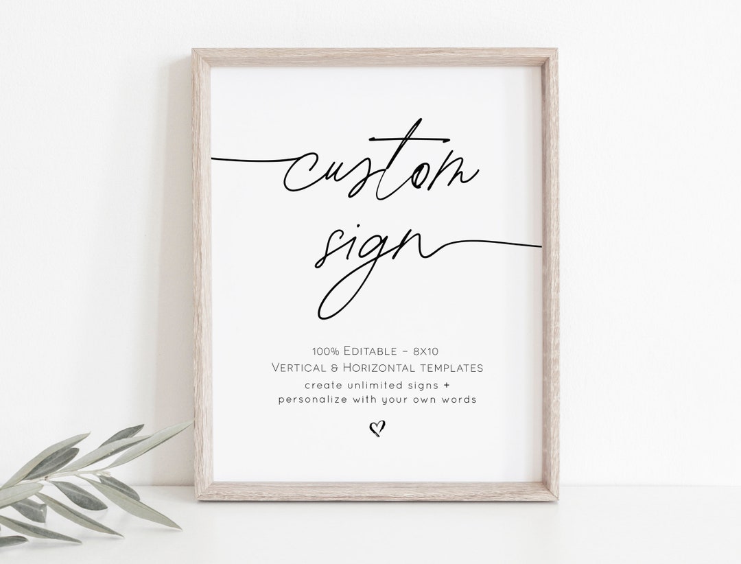 Editable Custom Wedding Sign Template, Script Wedding Sign, Bridal ...