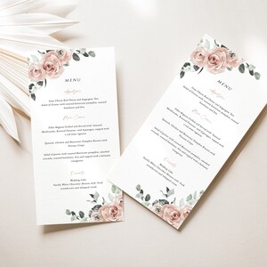 Floral Menu Card, Floral Menu Template, Wedding Menu, Instant Download ...