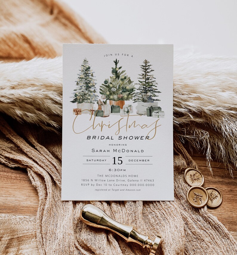 Christmas Bridal Shower Invitation Set, Holiday Bridal Shower ...