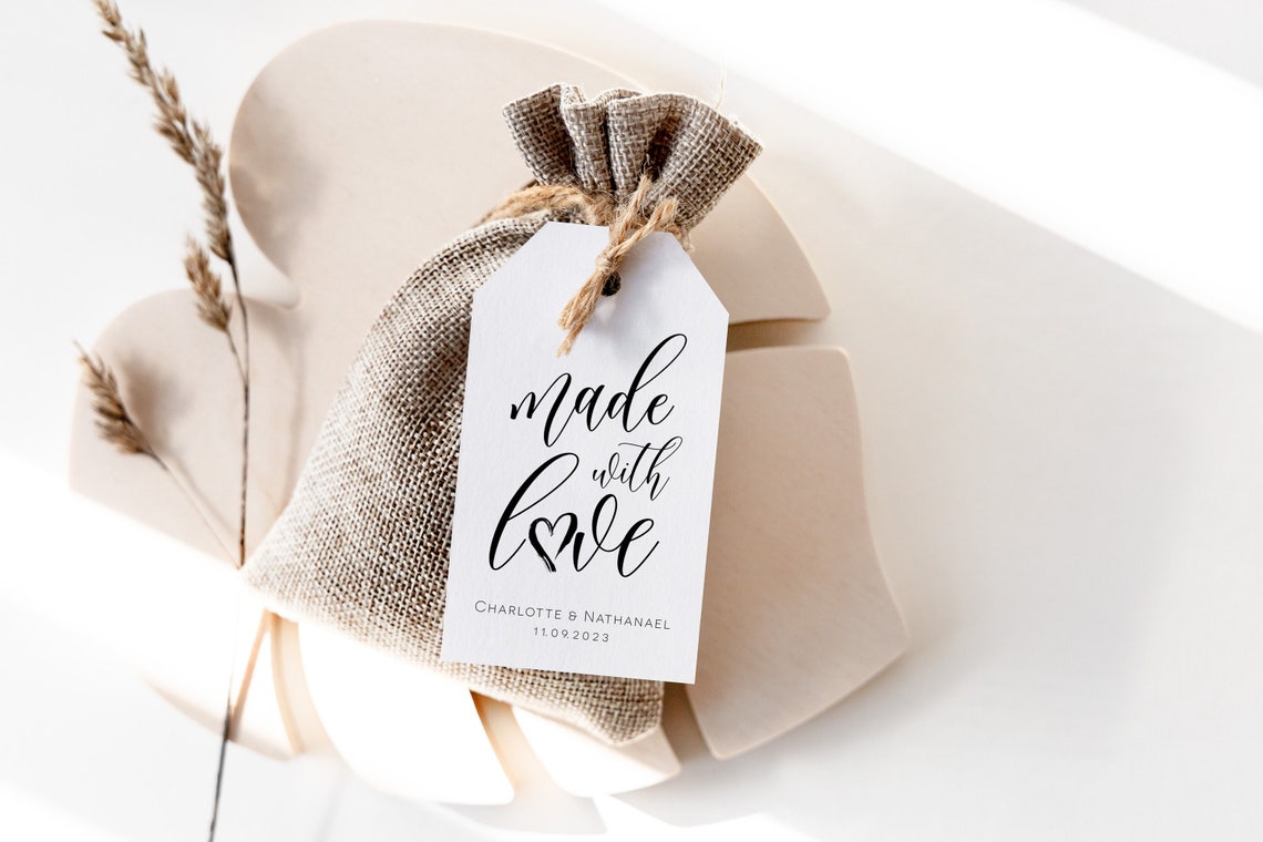 Wedding Favor Tag Template Made With Love Tag Printable - Etsy