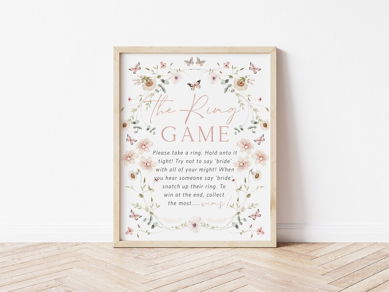 Butterfly the Ring Game, Bridal Shower Game Sign, Bridal Shower Sign ...