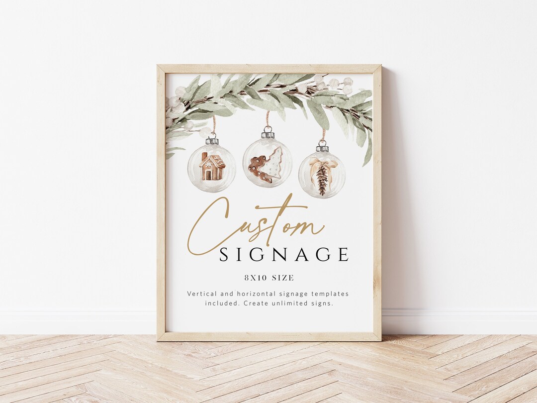 Custom Sign, (portrait and Landscape), Christmas Editable Sign Template ...