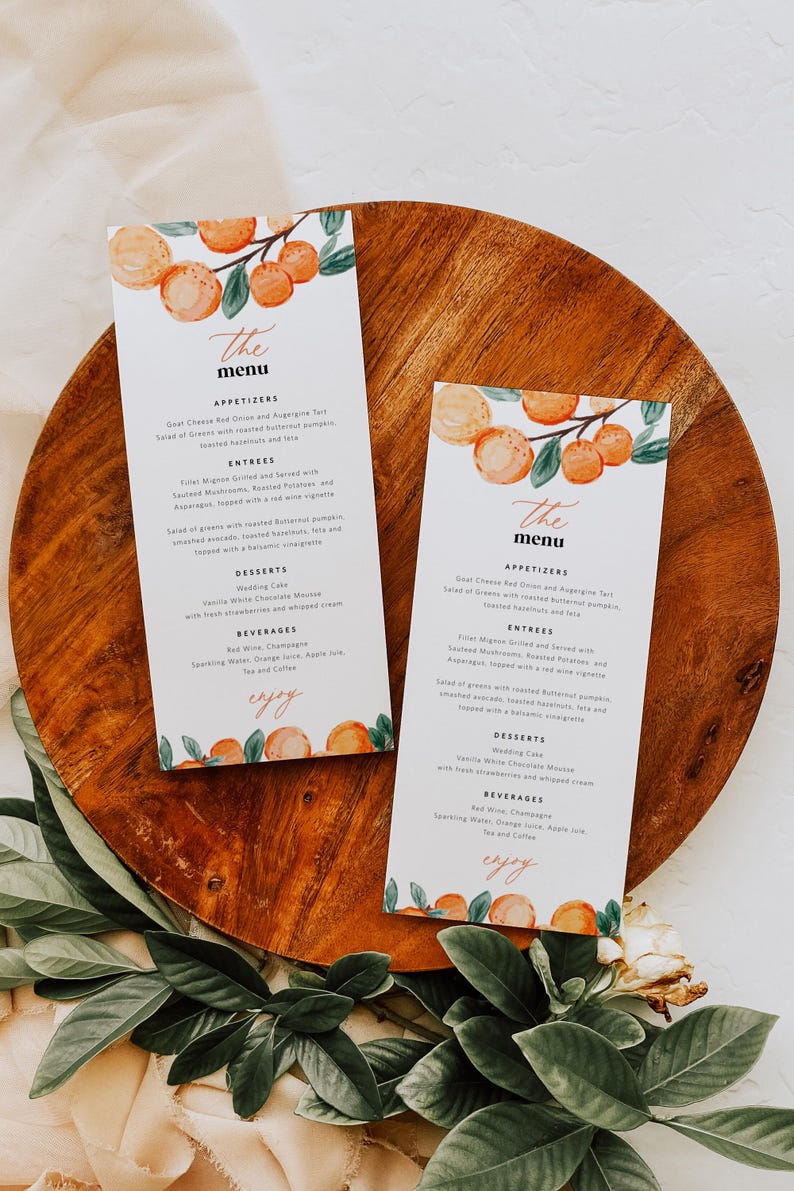 Orange Menu, Little Cutie Menu, Printable Orange Menu , 2 Sizes ...