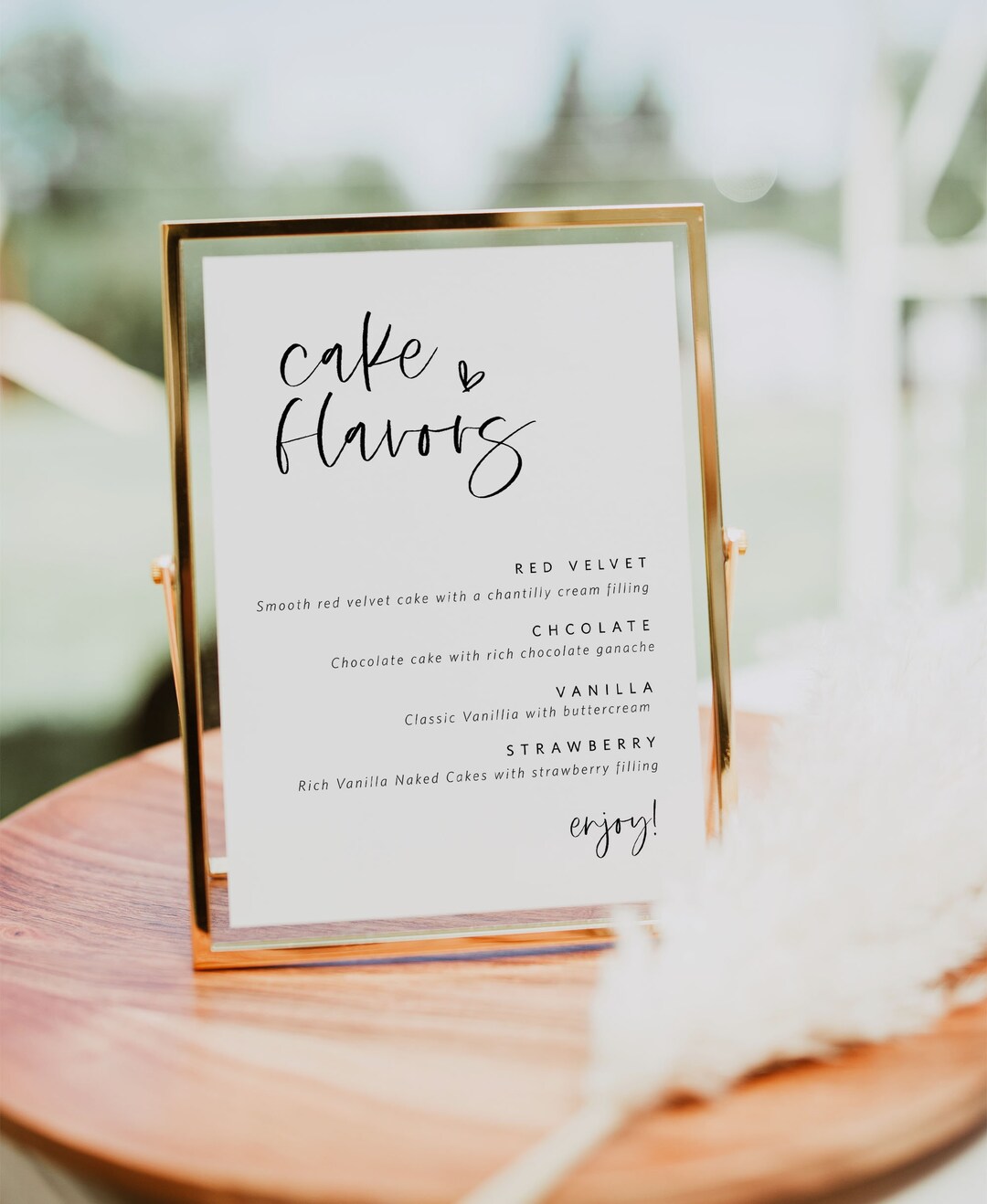 Cake Flavors Sign, Printable Caliigraphy Desserts Sign, Dessert Bar ...