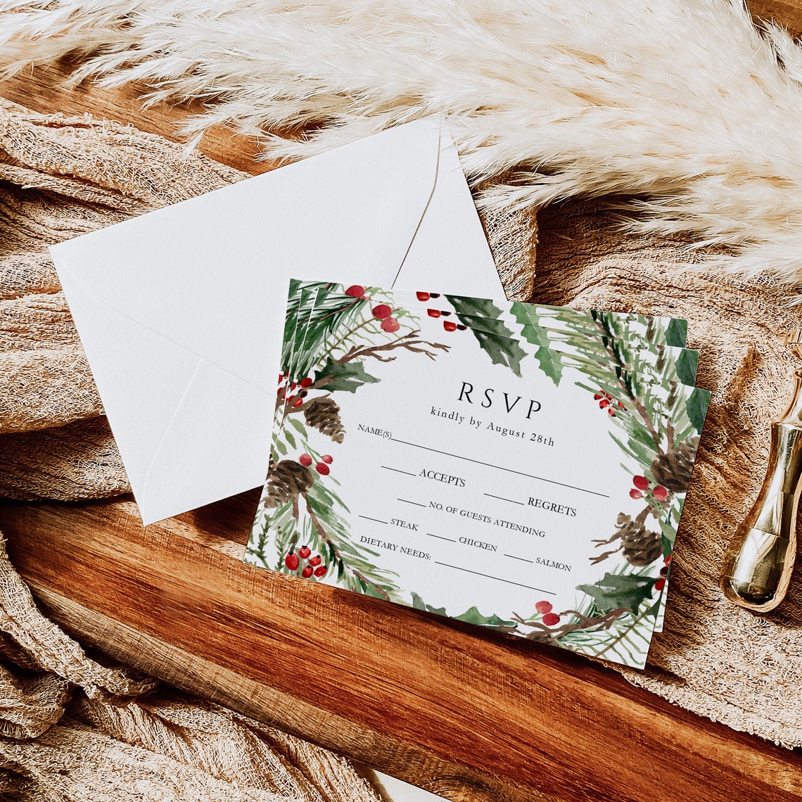 Christmas Wedding Invitation Template Wedding Invitation - Etsy