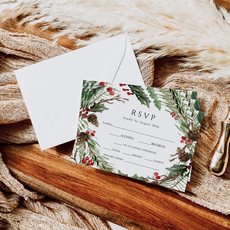 Christmas Wedding Invitation Template Wedding Invitation - Etsy