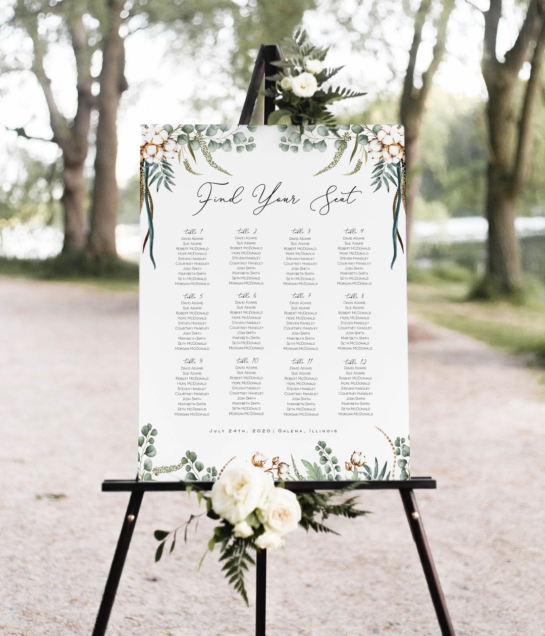 Seating Chart, Boho Seating Chart, Table Seating Chart, Boho Seating ...