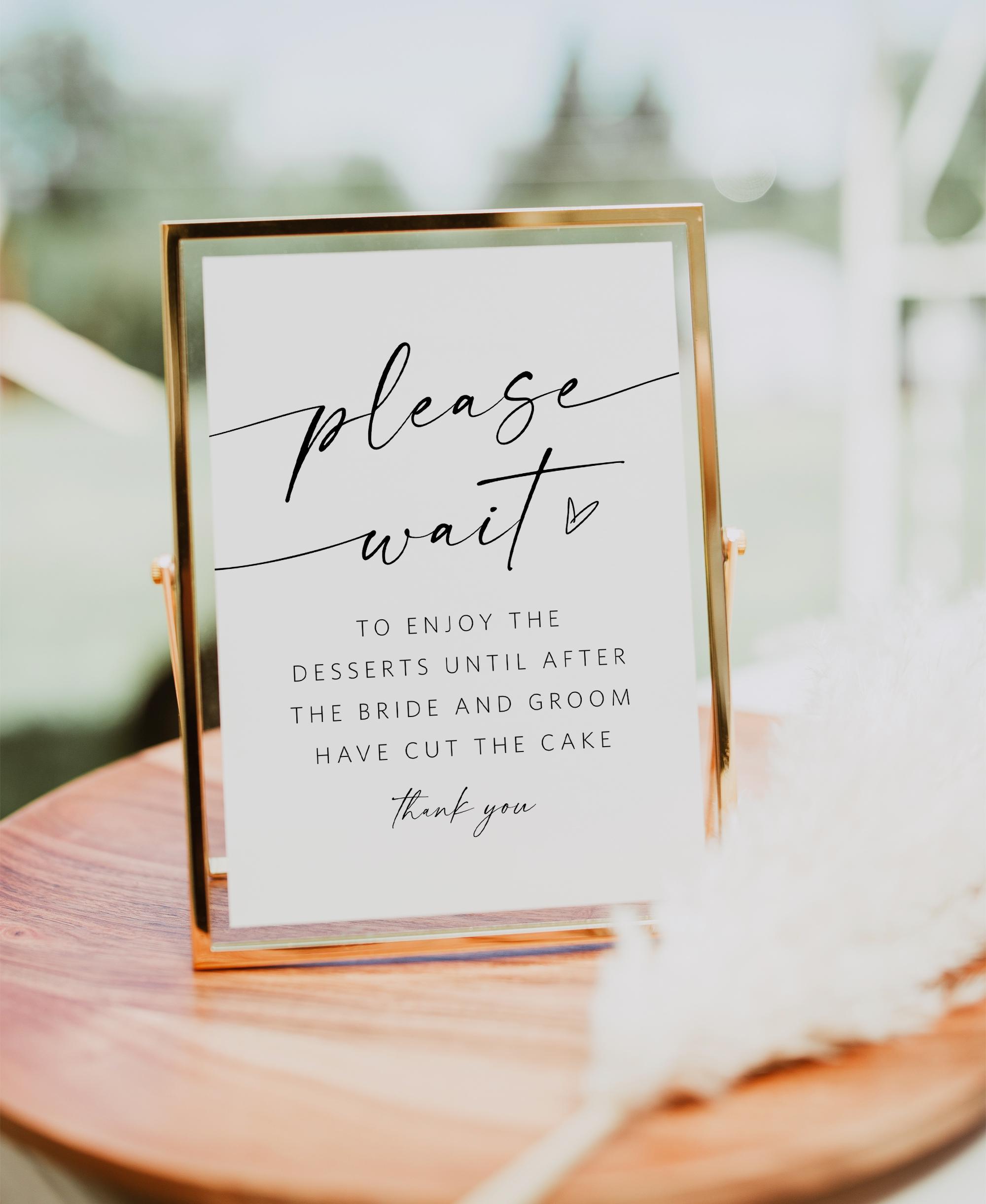 Modern Dessert Table Sign, Please Wait Sign, Wedding Dessert Sign, Cake ...