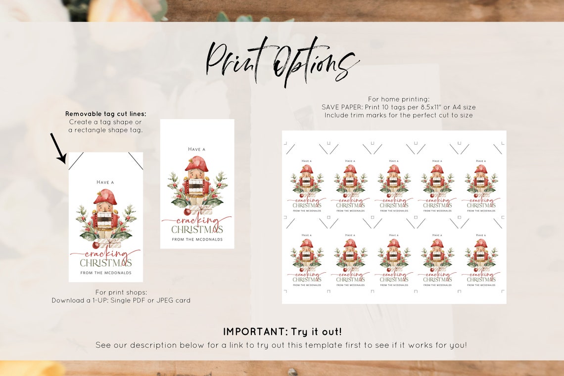 Nutcracker Christmas Gift Tag Printable Christmas Tags - Etsy