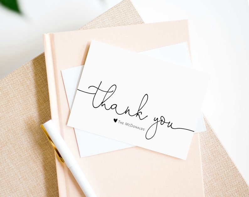 Script Thank You Card Template Thank You Card Printable - Etsy