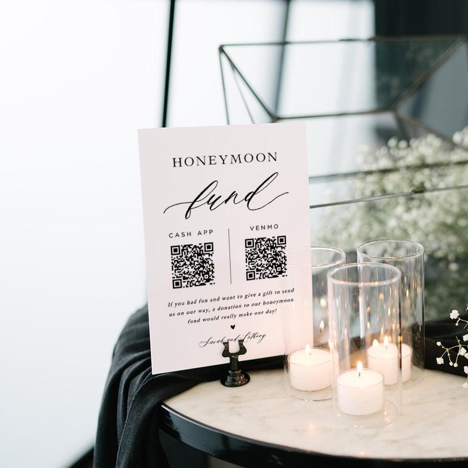 Modern Honeymoon Fund Sign, Venmo Honeymoon Wish Sign, Editable Wedding ...