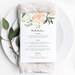 Peach Floral Menu Template, Menu Card, Printable, Instant Download ...