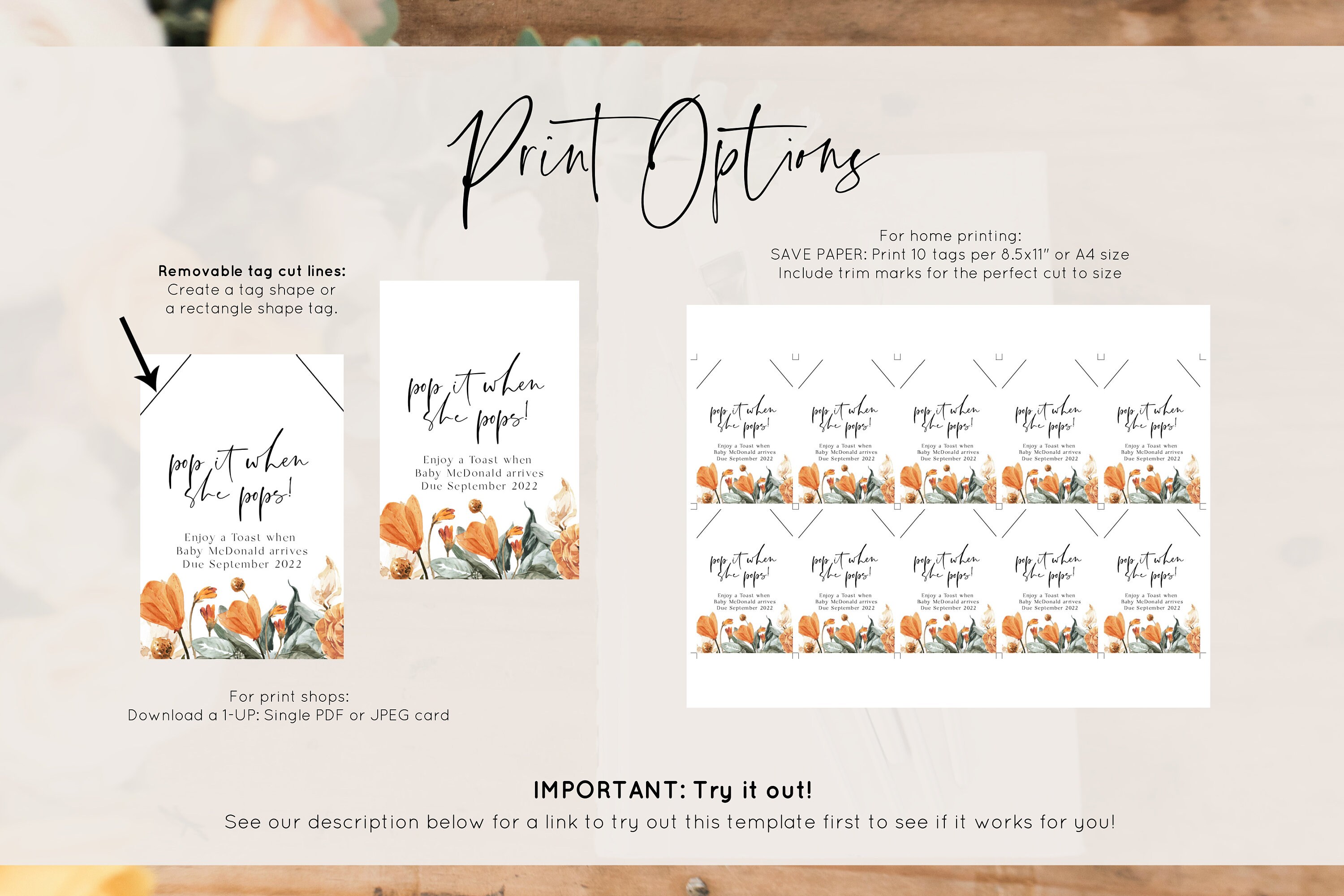 Pop It When She Pops Tag Printable Shower Favor Template - Etsy