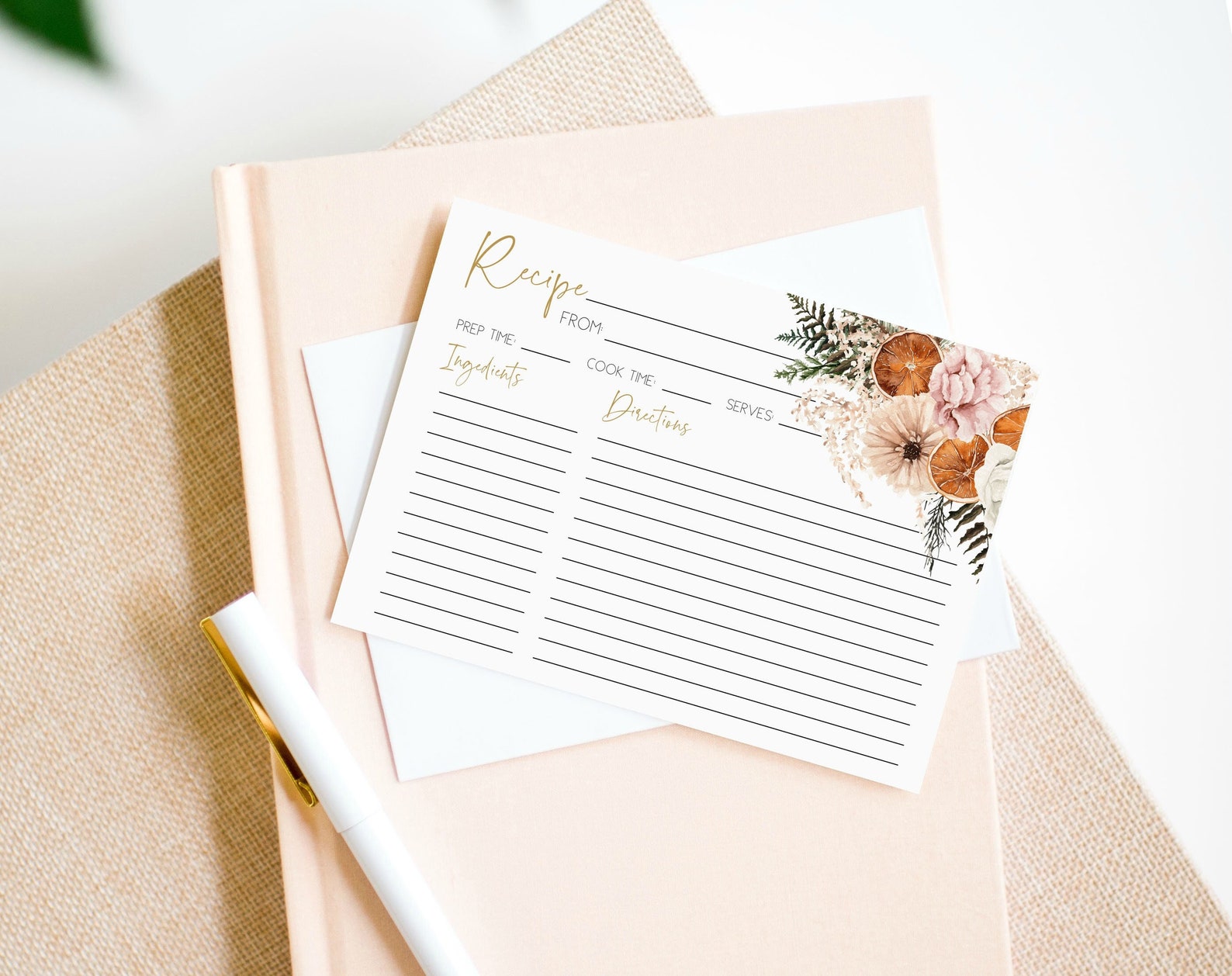 Christmas Boho Recipe Card Printable Recipe Card Holiday - Etsy