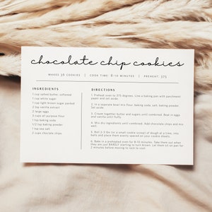 Editable Recipe Card Template, Farmhouse Style Recipe Card, Diy Recipe ...