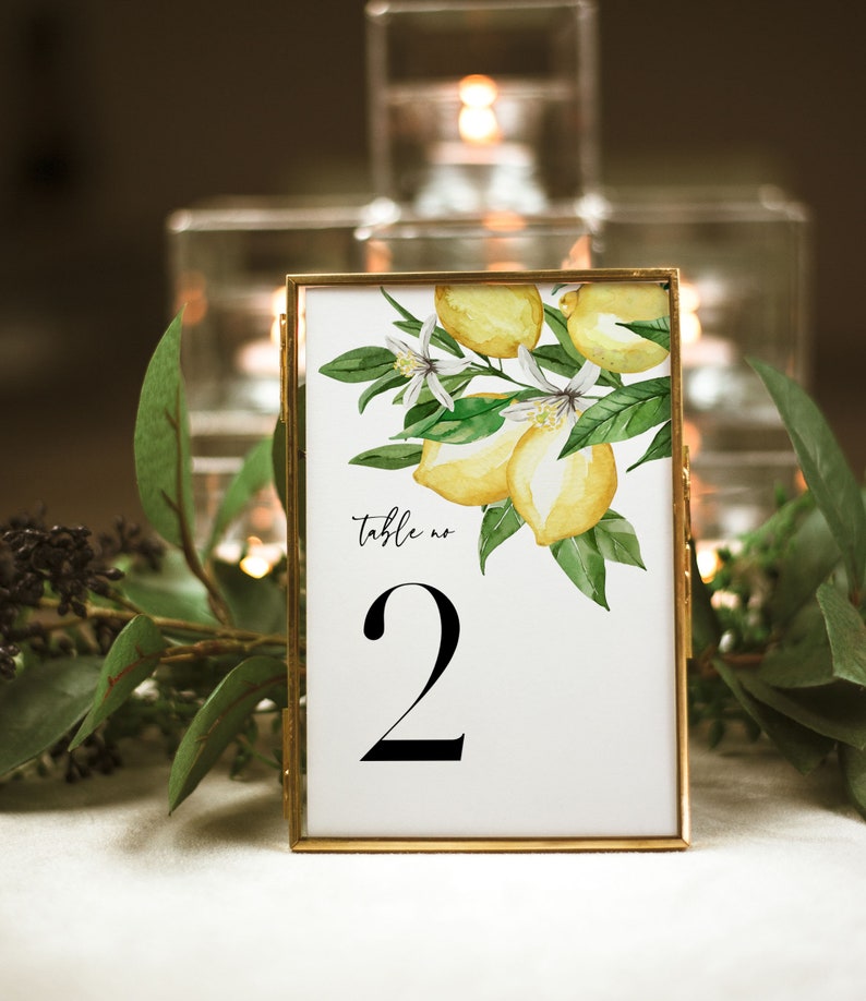 Printable Table Numbers Lemon Table Numbers 5x7 4x6 - Etsy