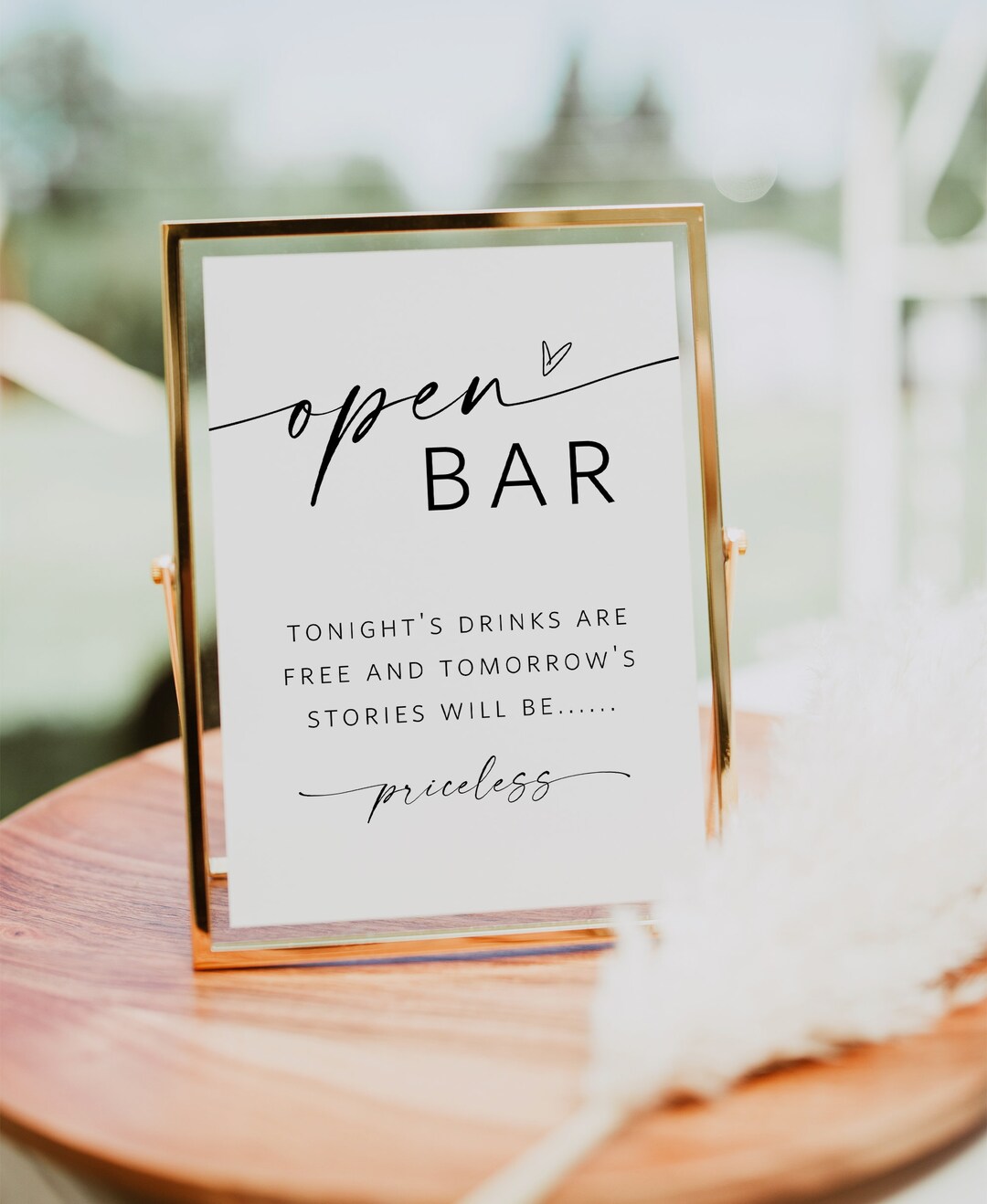 Minimalist Open Bar Sign, Wedding Bar Sign, Printable Wedding Bar ...