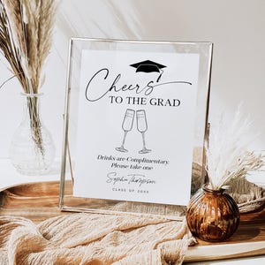 Cheers to the Grad Sign, Graduation Drinks Sign, Modern Cheers Bar Sign ...