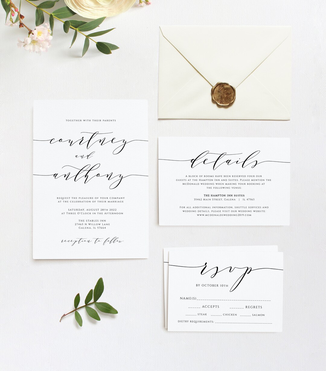 Script Wedding Invitation, Calligraphy Wedding Invitation, Printable ...