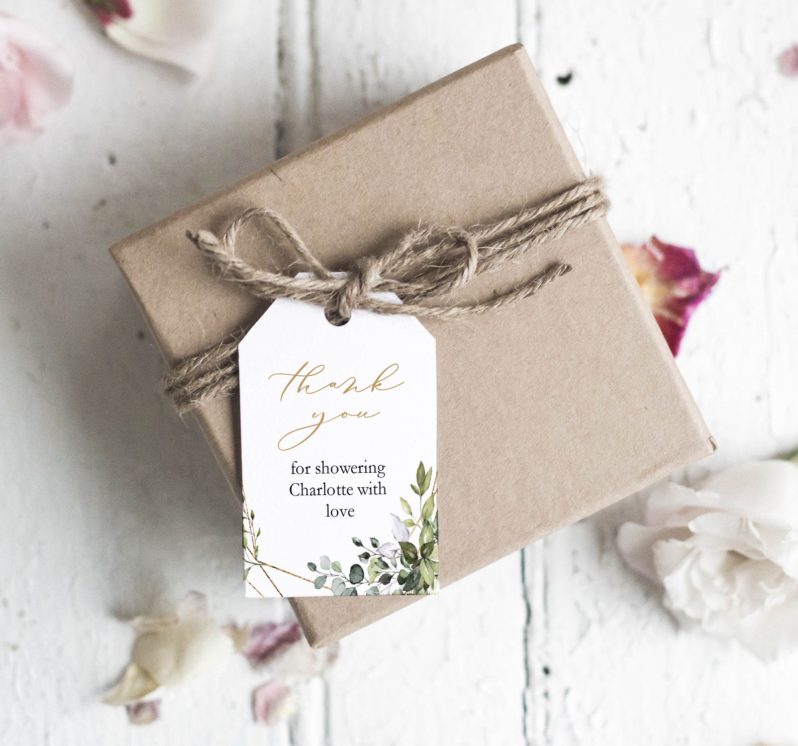 Greenery Thank You Tag Template Printable Geometric Thank You | Etsy