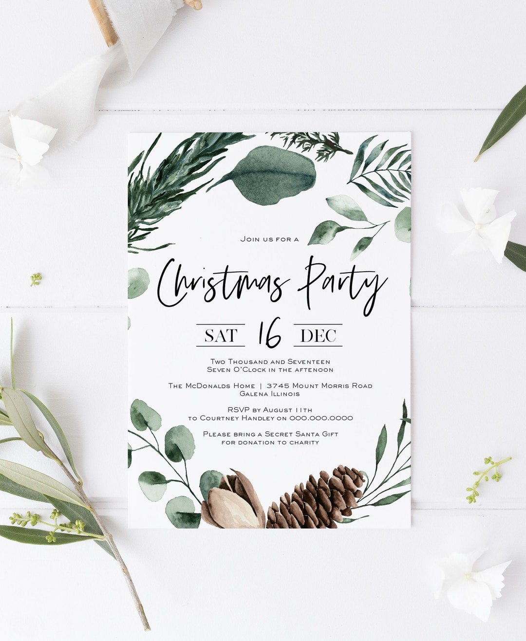 Christmas Invitation Printable, Winter Holiday Invitation, Christmas ...