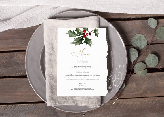 Christmas Menu Template Menu Card Printable Menu 5x7 | Etsy