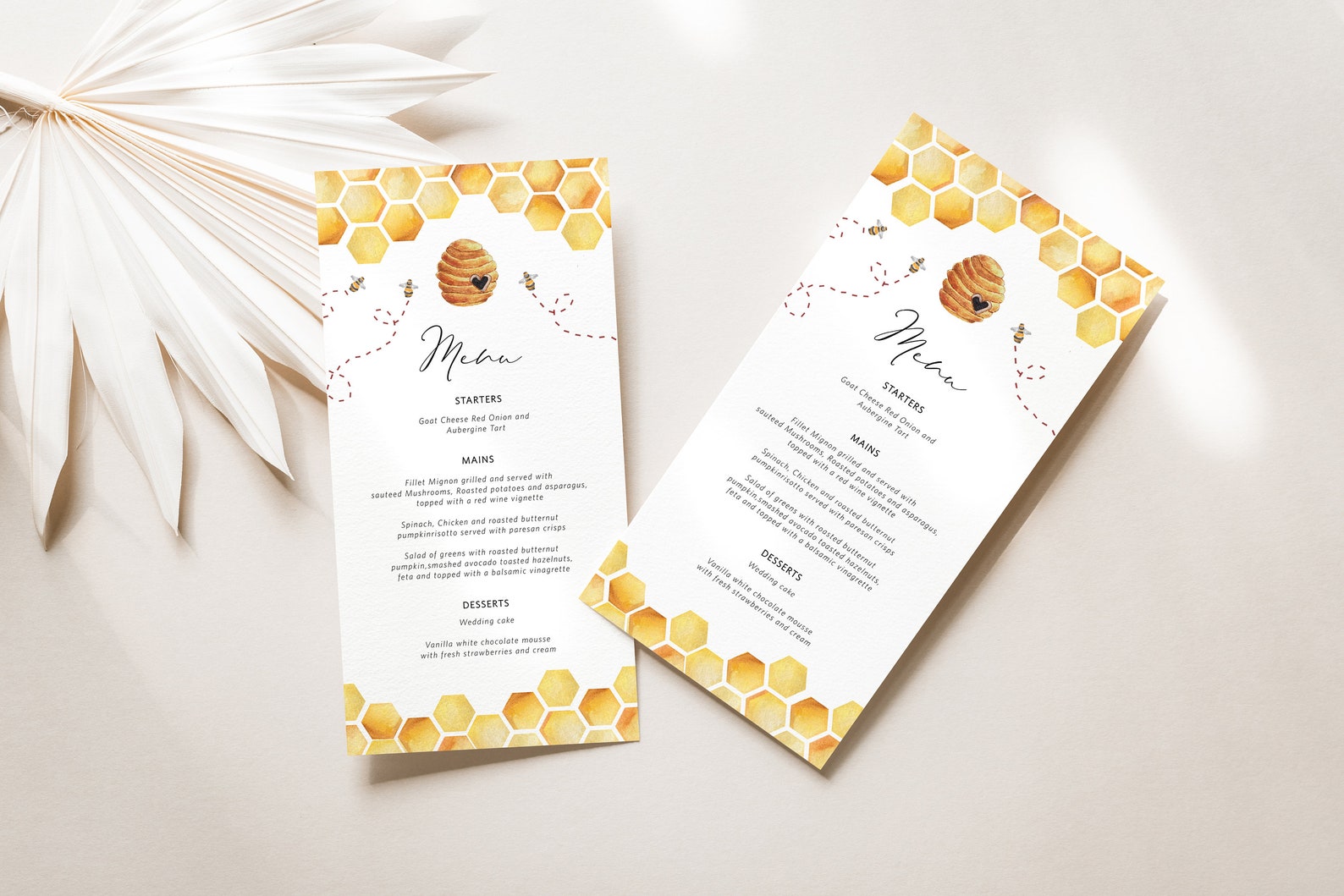 Bee Menu Card Honeybee Menu Template Party Menu Instant | Etsy