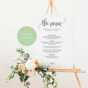 Wedding Menu Sign, Printable Wedding Menu Poster, Wedding Menu Board ...